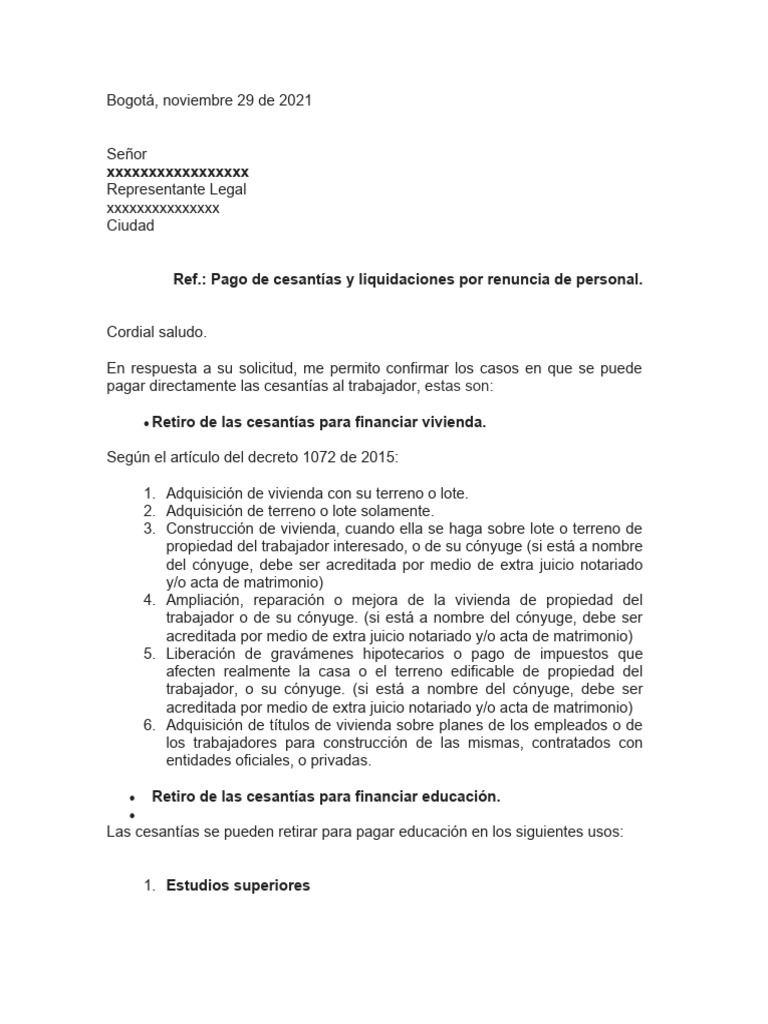 Condiciones Retiro de Cesantias | PDF | Educación más alta | Salario