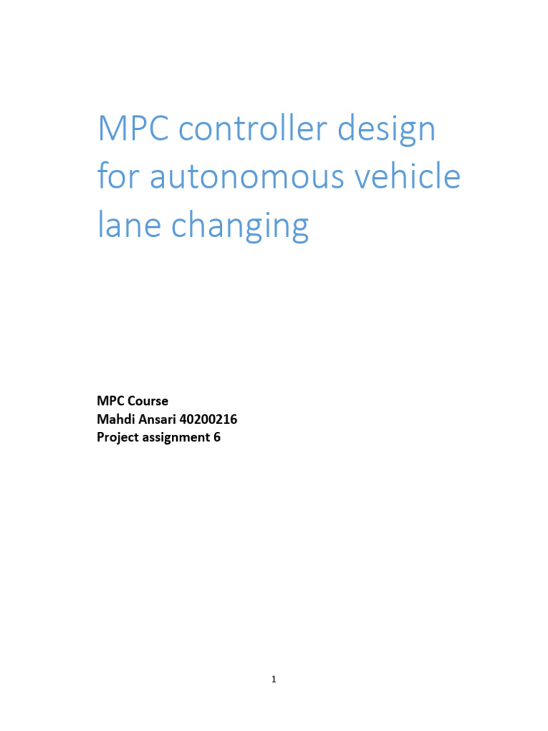 MPC Controller Design For Autonomous Vehicle Lane Changing | PDF | Control Theory | Systems Theory