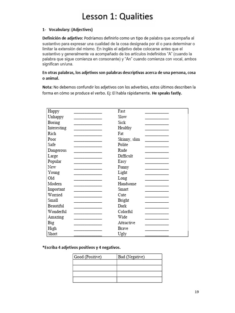 Adjectives | PDF | Sintaxis | Mecánica del lenguaje