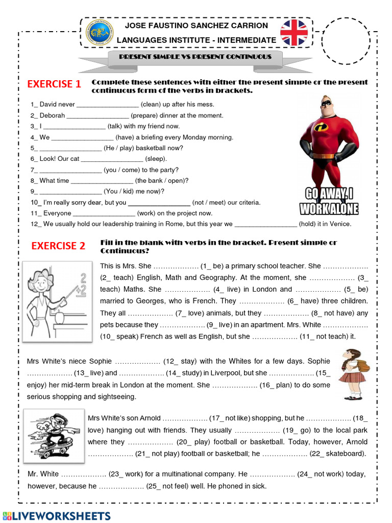 Present Simple Vs Progressive Liveworksheets | Download Free PDF | Languages | Foreign Language ...