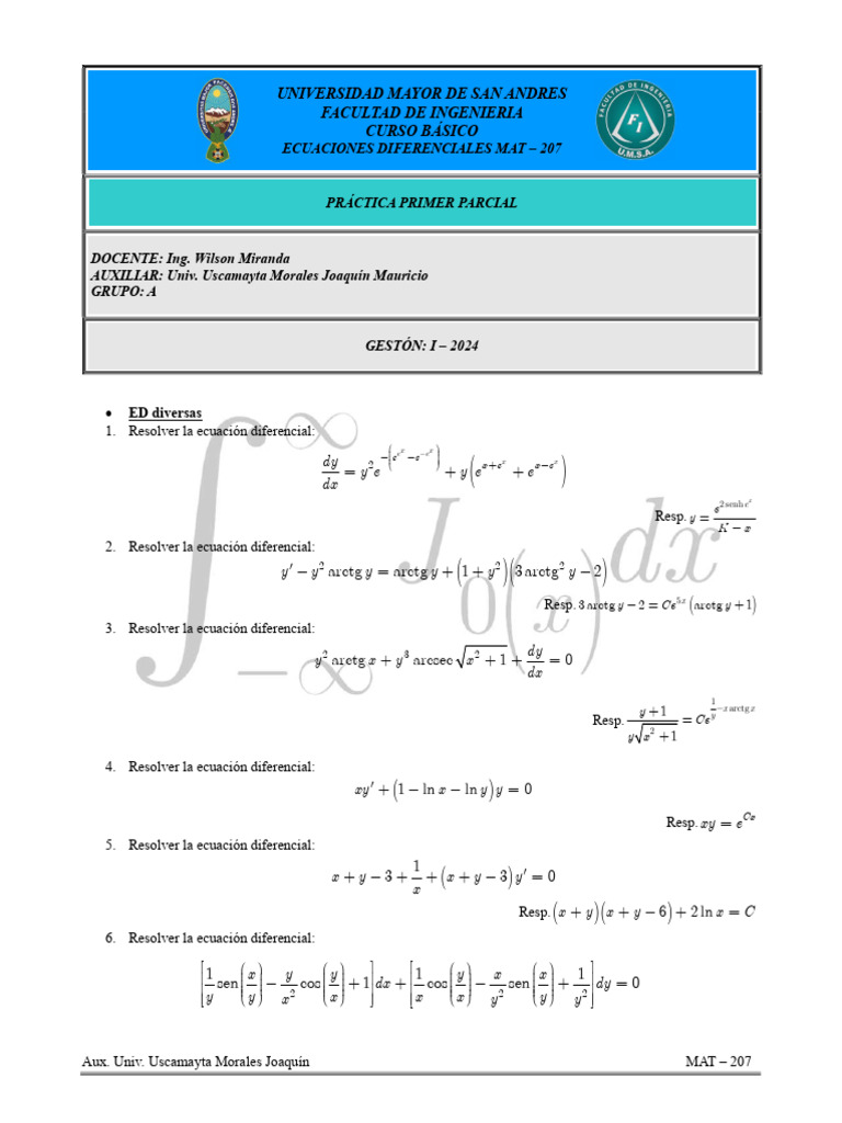 Gu-A Ecuas 1er Parcial | PDF | Ecuaciones | Sustracción