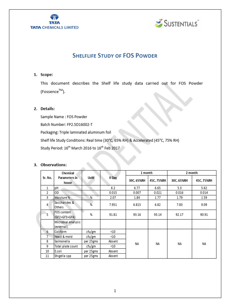 Stability Data - FOS P95 | PDF | Physical Sciences | Chemistry