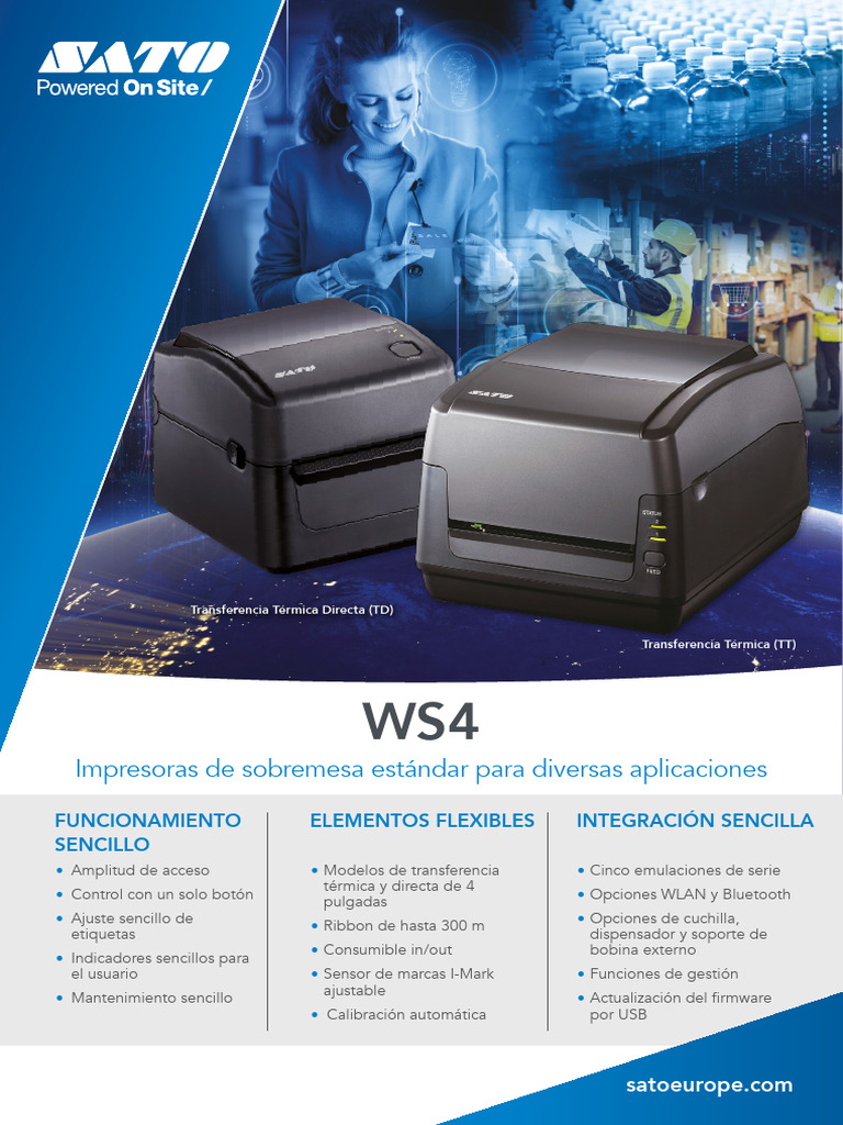 Sato Ws4 Datasheet Spanish | PDF | Impresora (Computación) | Ingeniería Informática