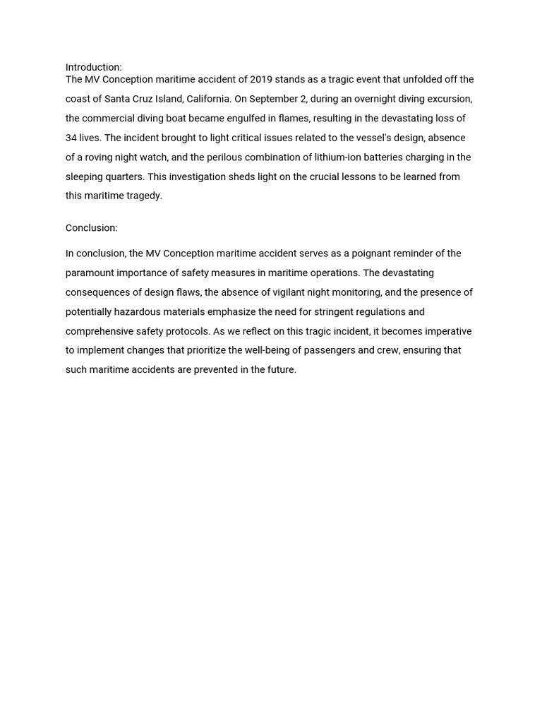 MV Conception Accident: Key Safety Lessons | PDF | Travel | Science ...