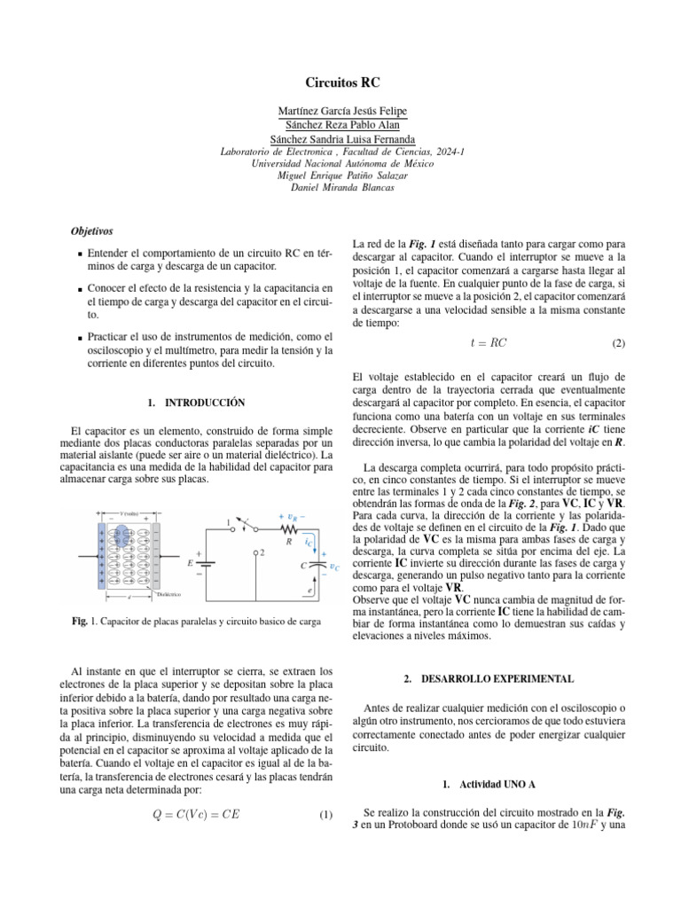 Practica 2 Lab Electronica | PDF | Condensador | Corriente eléctrica