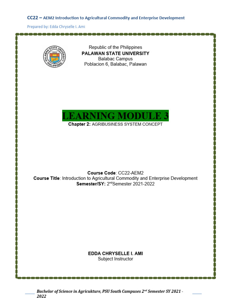 Cc22-Aem2 Module 3 | PDF | Agribusiness | Marketing