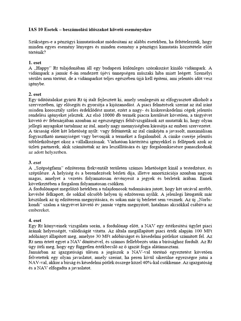 IAS 10 Esetek | PDF