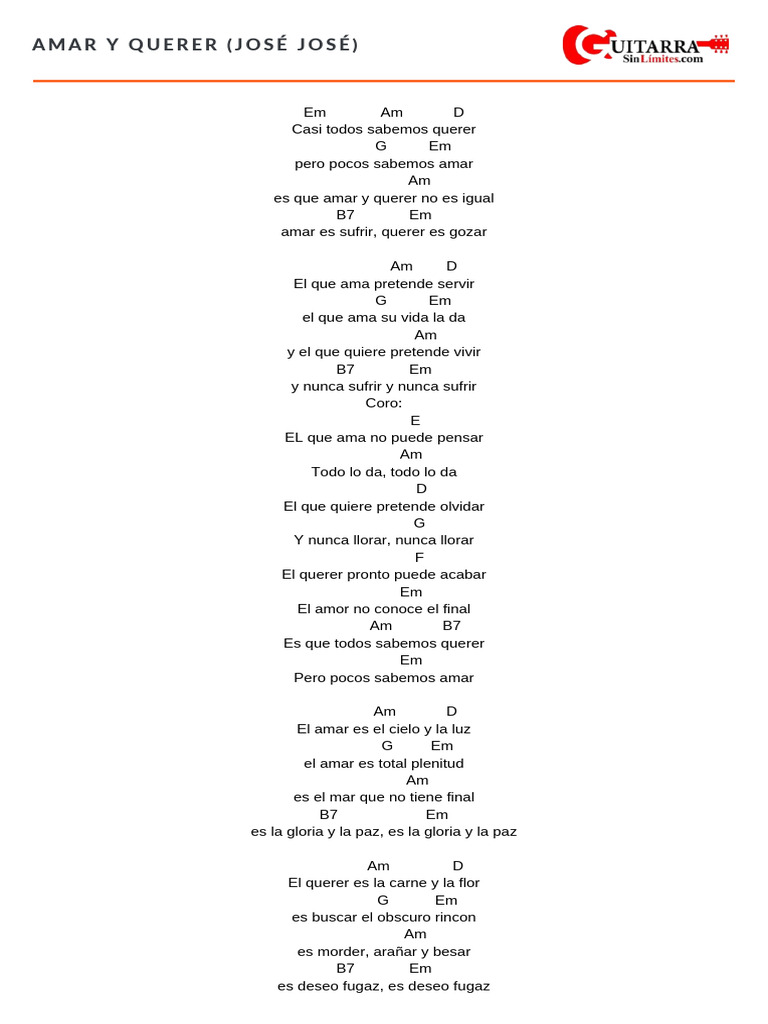 Amar y Querer Acordes Jose Jose | PDF