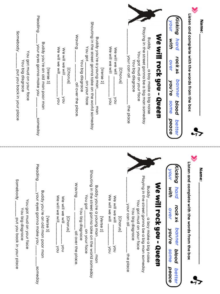 Song For Practice Worksheet For Teenagers | Download Free PDF | Refrain ...