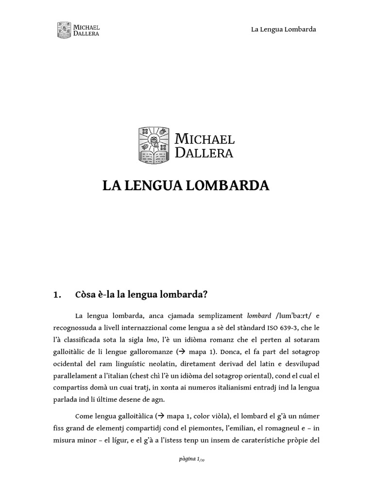 La Lengua Lombarda | PDF