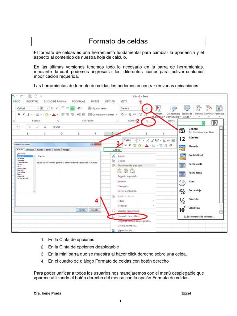 1 - Formato de Celdas | PDF | Microsoft Excel | Informática