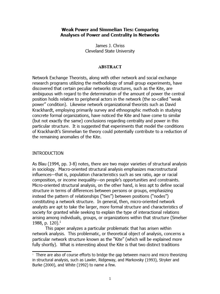 Weak Power and Simmelian Ties Comparing | PDF | Methodology | Negotiation