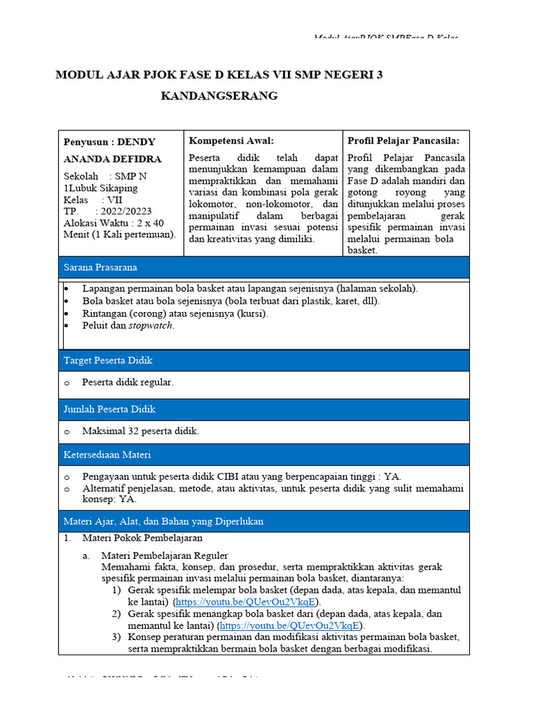 Bahan Ajar Kurikulum Merdeka Dendy (20086376) | PDF