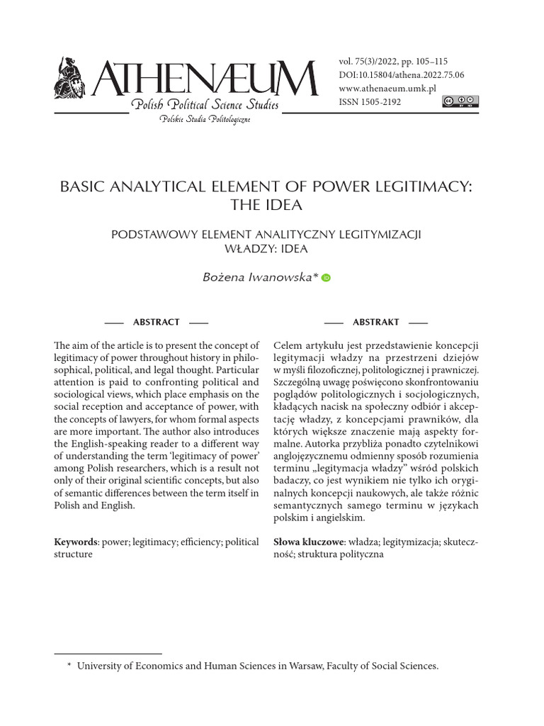 Basic Analytical Element of Power Legiti | PDF