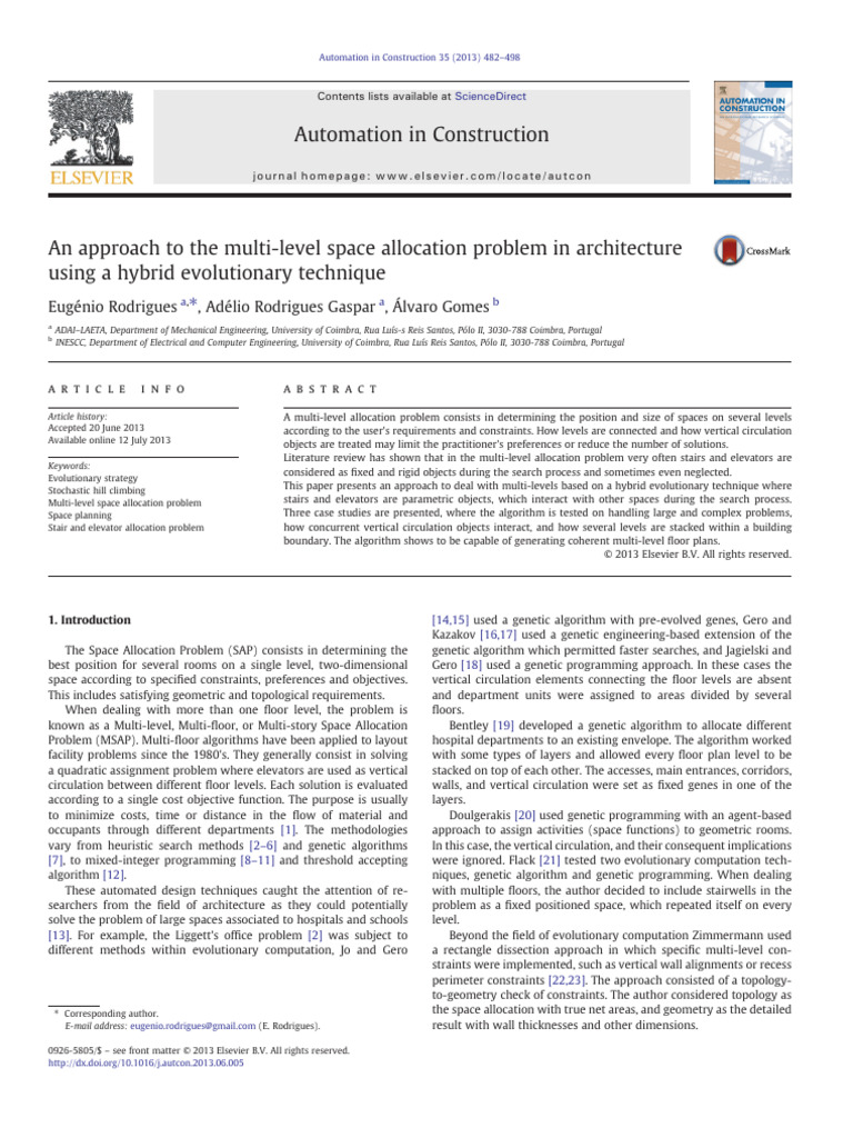 An Approach To The Multi-Level Space Allocation Problem in Architecture ... An Approach To The Multi-Level Space Allocation Problem in Architecture ...