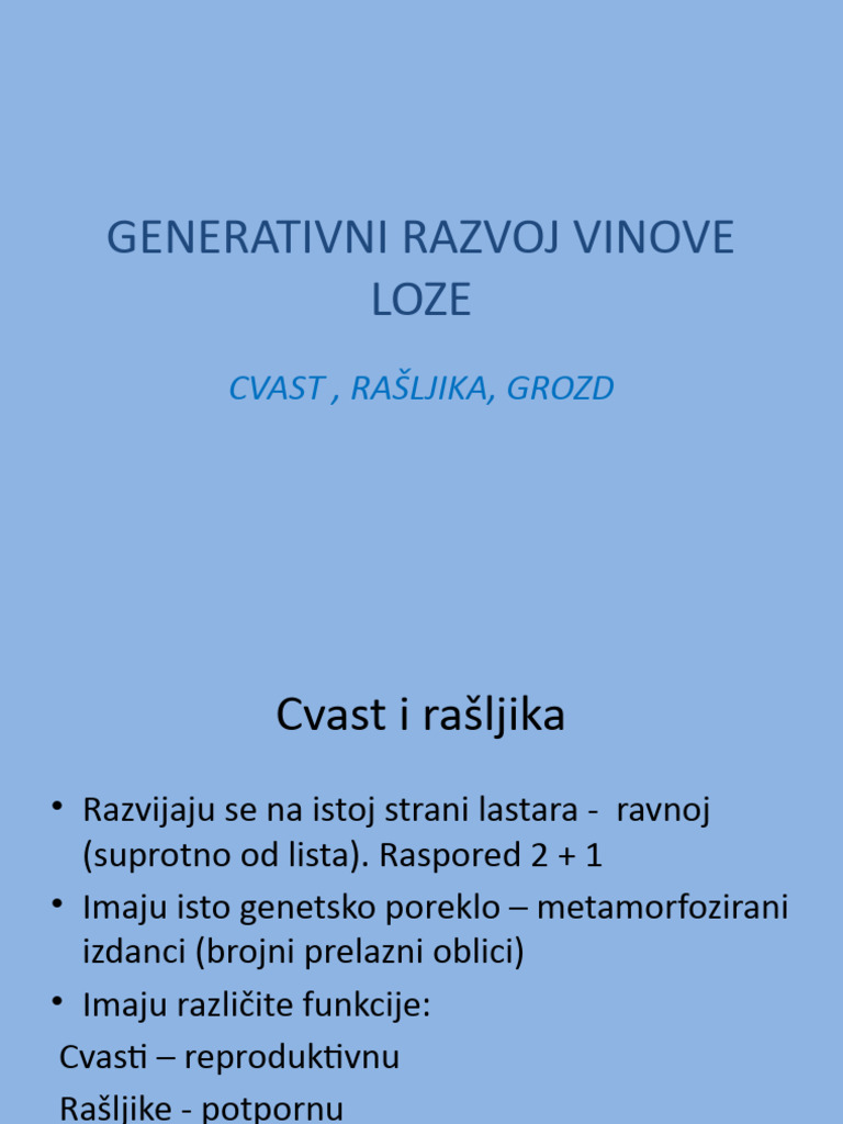 Generativni Organi, Cvast I Grozd 3. Cas 2 | PDF