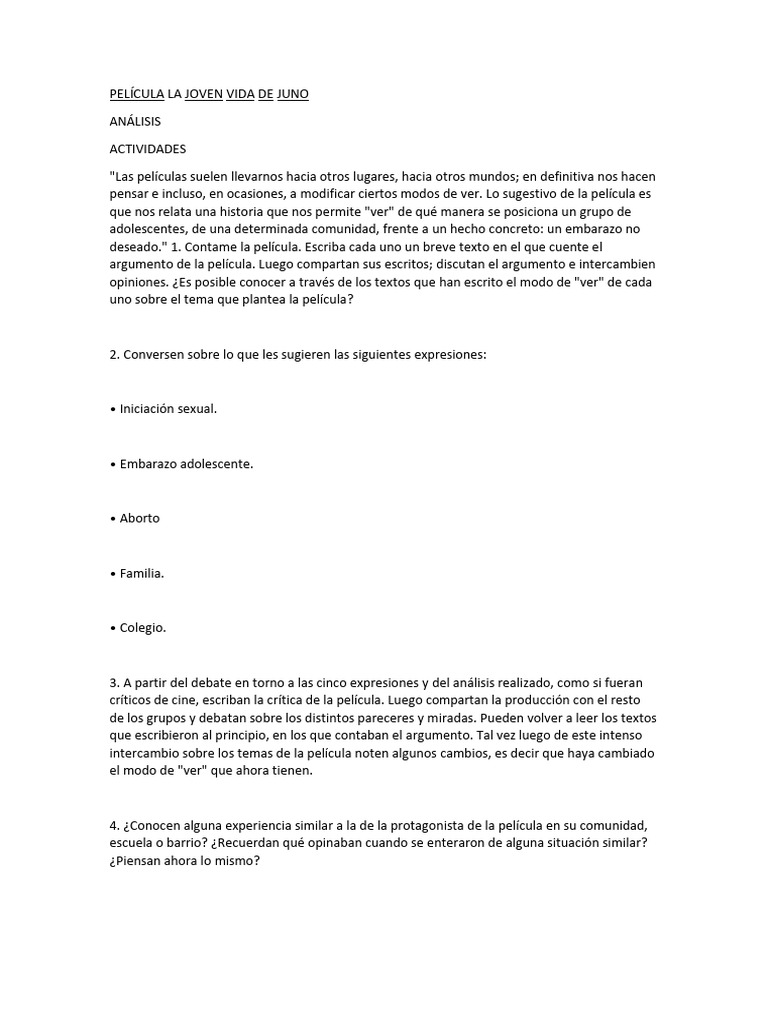 Análisis de "La joven vida de Juno" | PDF | Ciencias sociales
