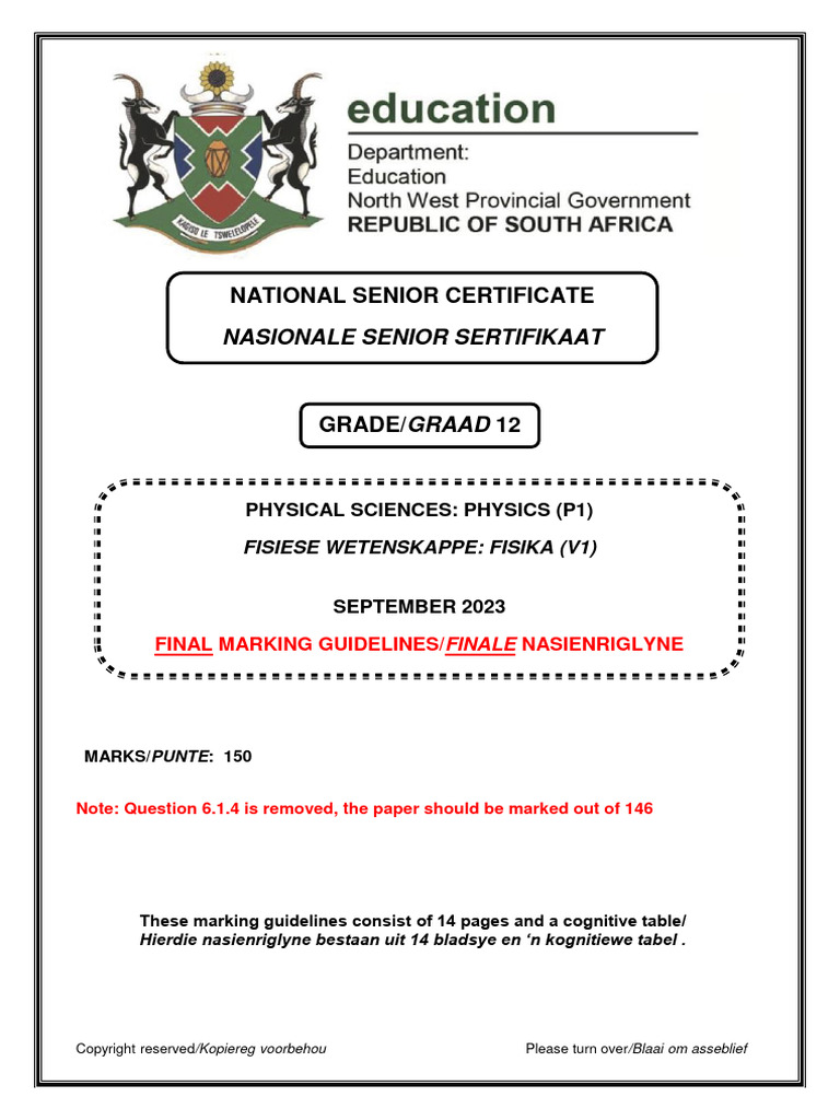 NW NSC Physical Sciences P 1 MG Afr-Eng Sept 2023 - Final | PDF ...