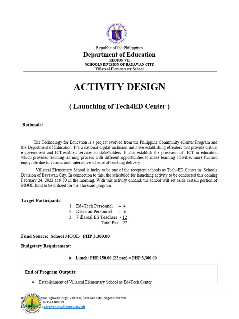 Villareal ES-Ed4Tech Program Activity Design | PDF
