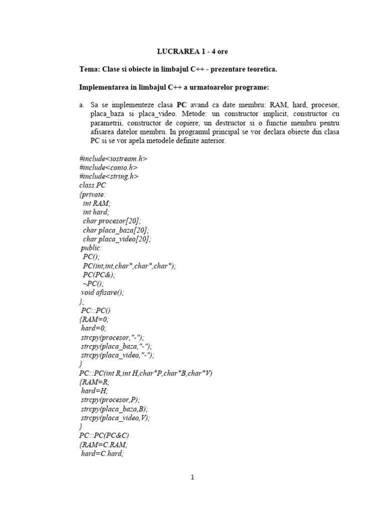LUCRAREA1 | PDF | C ++ | Software multiplataforma