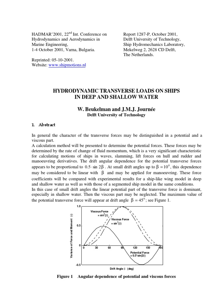 Hydrodynamic Forces on Ships in Water | PDF | Fluid Dynamics | Force