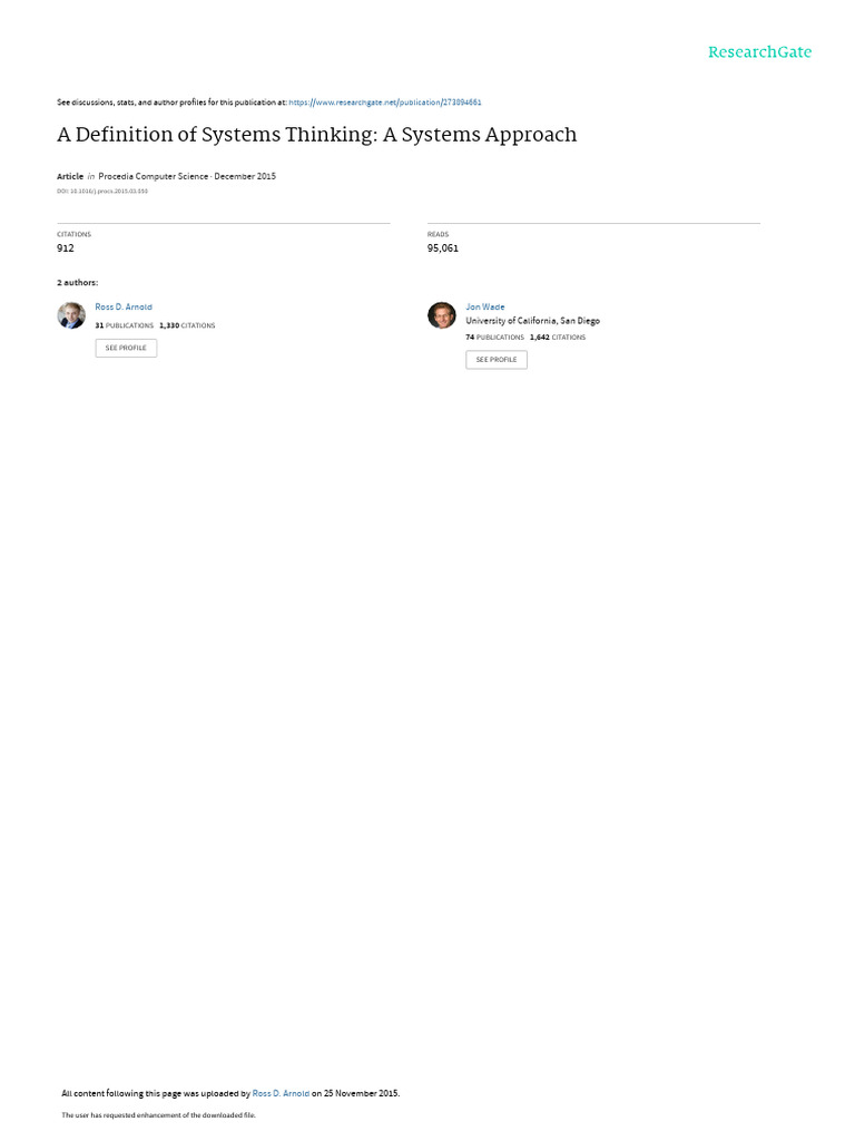 A Definition of Systems Thinking - A Systems Approach | Download Free PDF | System | Systems Theory
