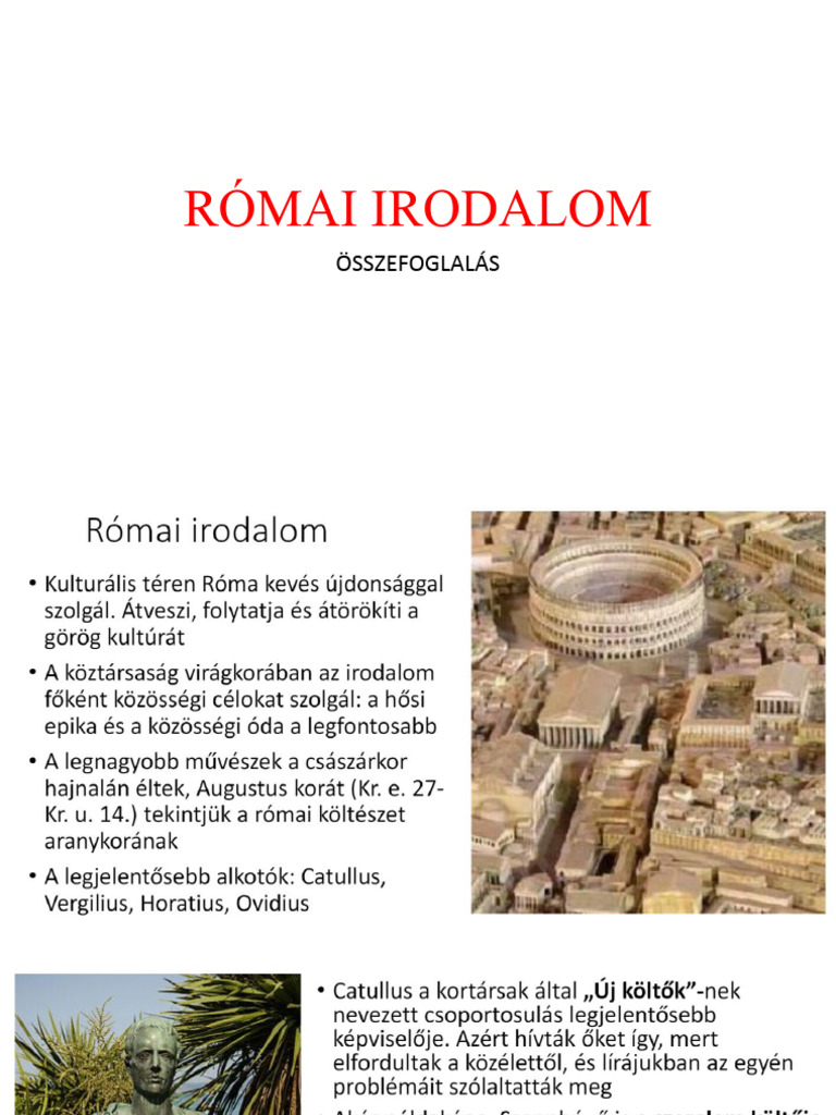 Római Irodalom - Összefoglalás | PDF