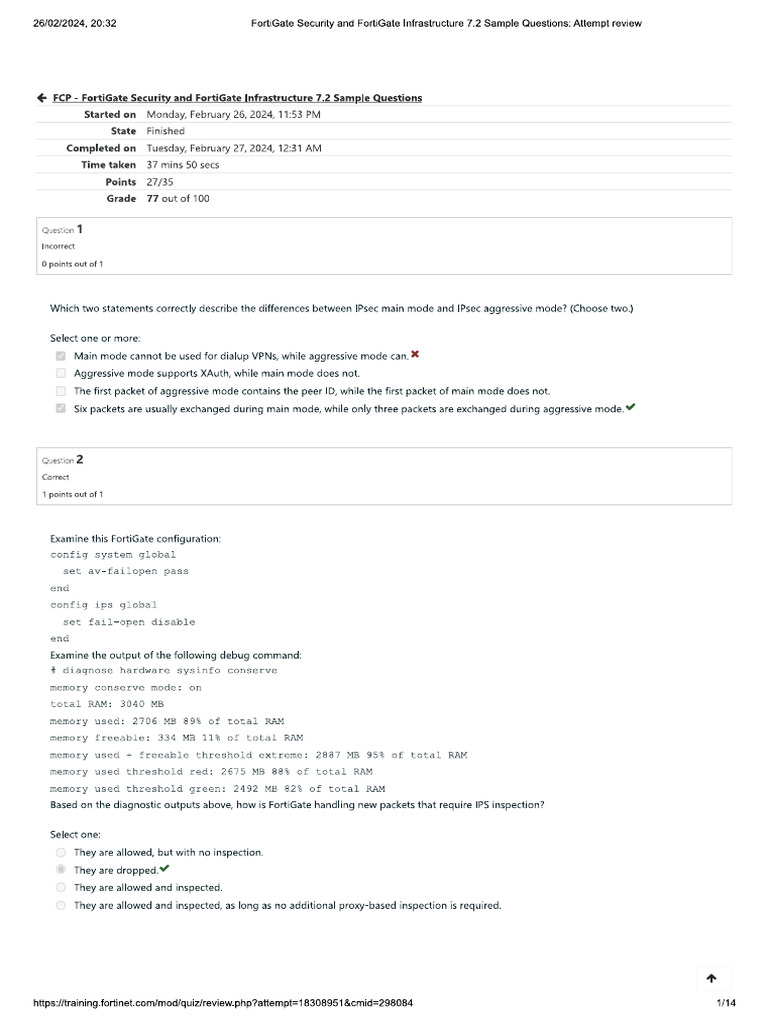 Fortinet Quiz02 | PDF