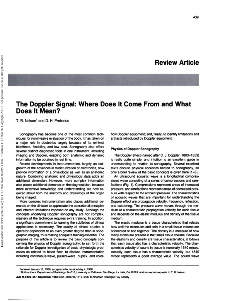 Nelson Pretorius 2012 The Doppler Signal Where Does It Come From and What Does It Mean | PDF ...