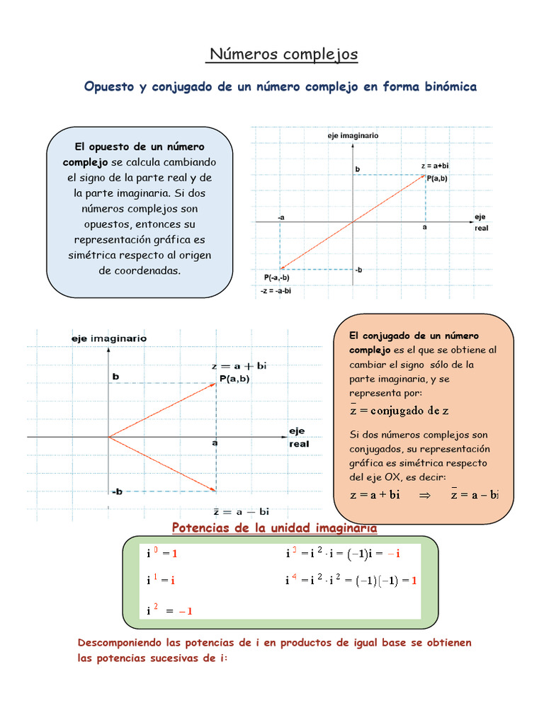 Potencias de I Multiplicación de Complejos | PDF | Número complejo | Exponenciación