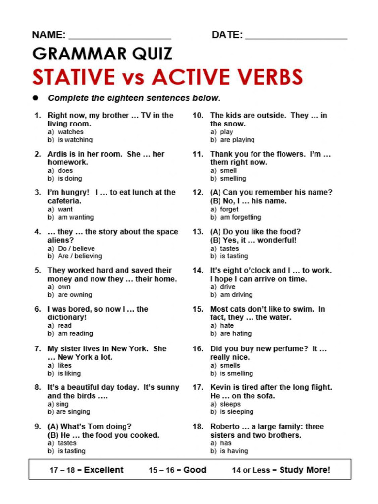 Stative Verbs | PDF
