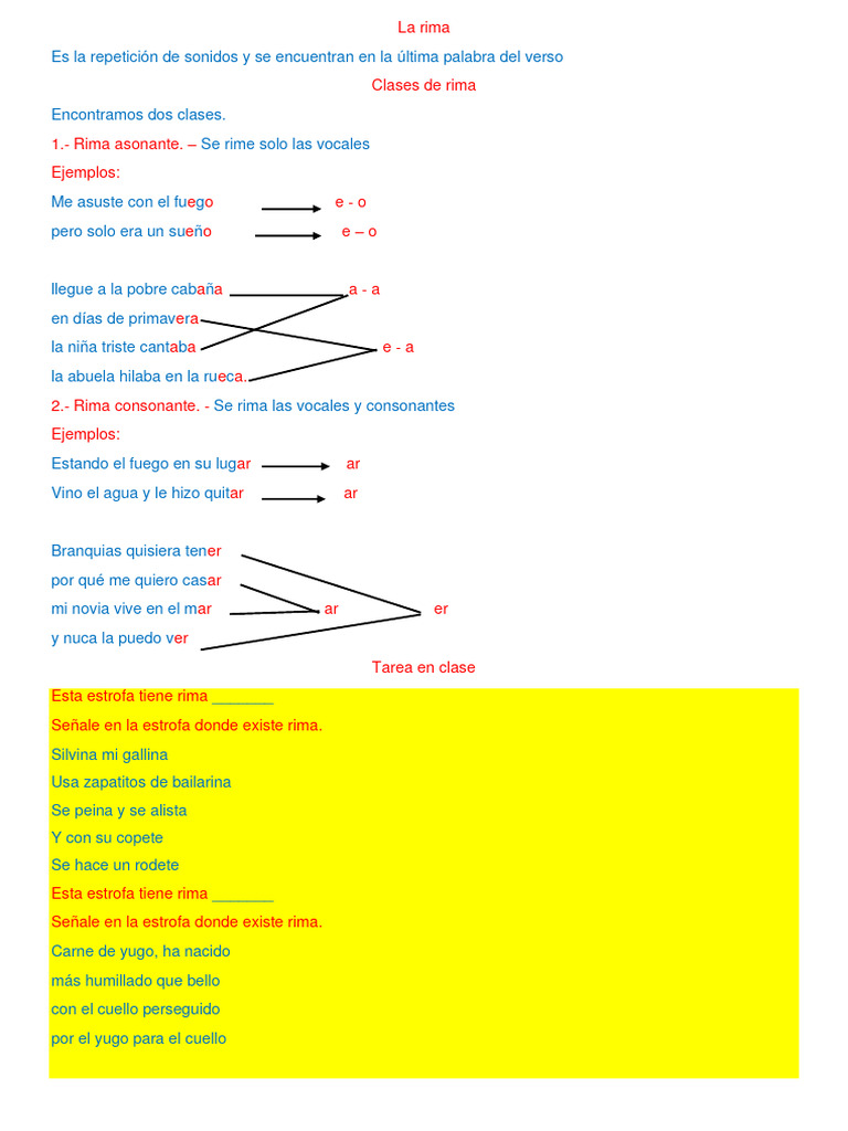 Tema - Rima Consonante y Asonante | PDF
