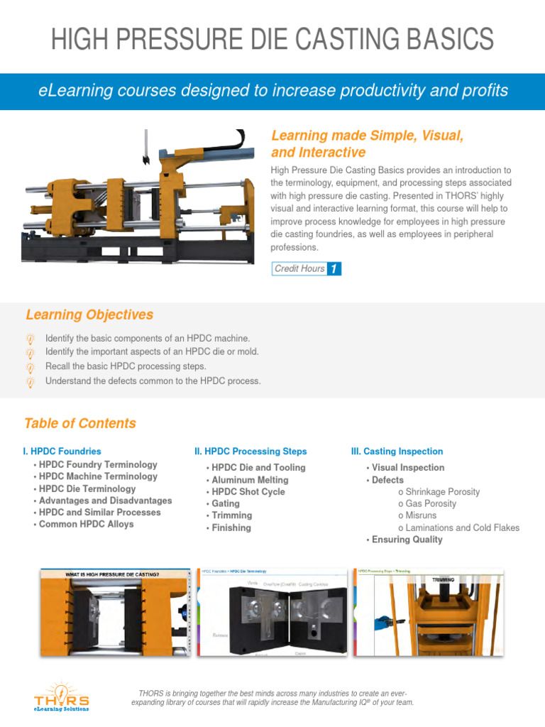 High Pressure Die Casting Basics Course Thors Academy Flyer | PDF ... High Pressure Die Casting Basics Course Thors Academy Flyer | PDF ...