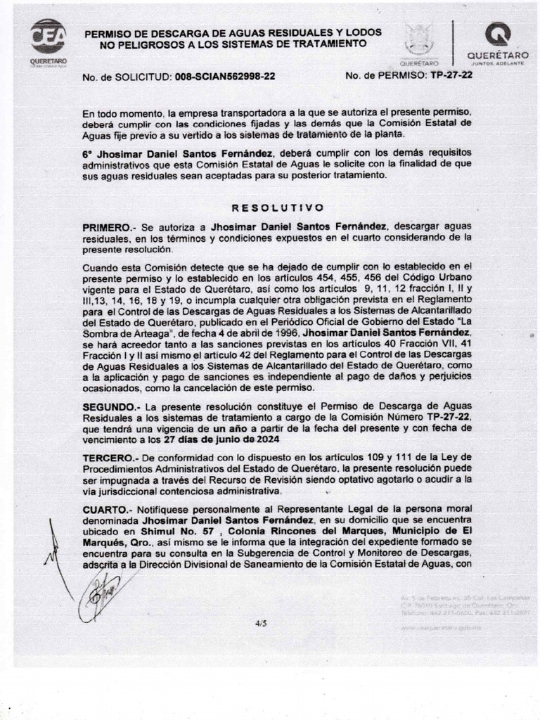 Cea Permiso Hoja 4 | PDF