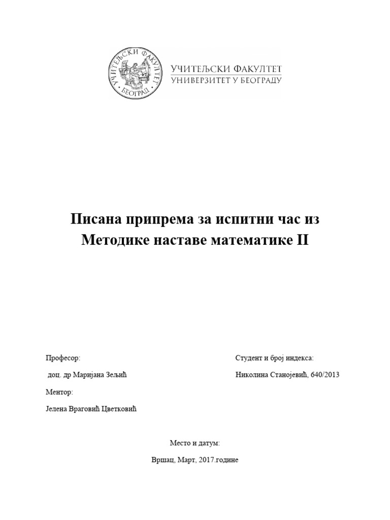 Jednacine I Nejednacine Sa Mnozenjem I Deljenjem, 4r, Utvr. | PDF