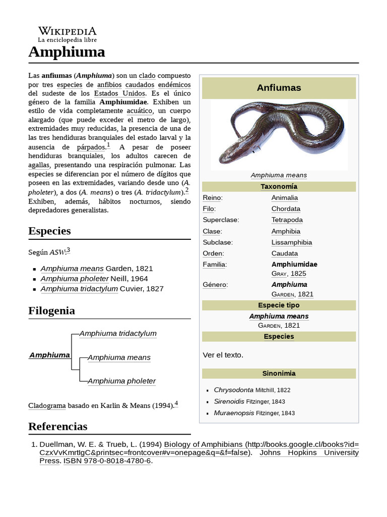Amphiuma | Descargar gratis PDF | Organismos | Animales acuáticos