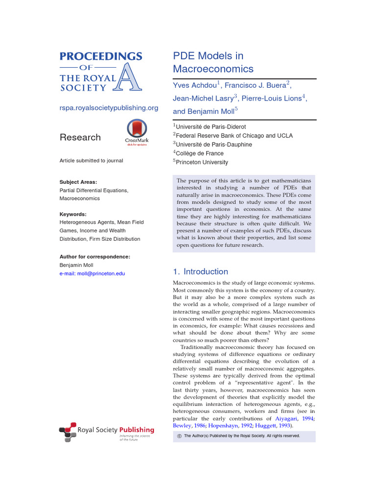 PDE Macro Translated | PDF | Partial Differential Equation | Macroeconomics