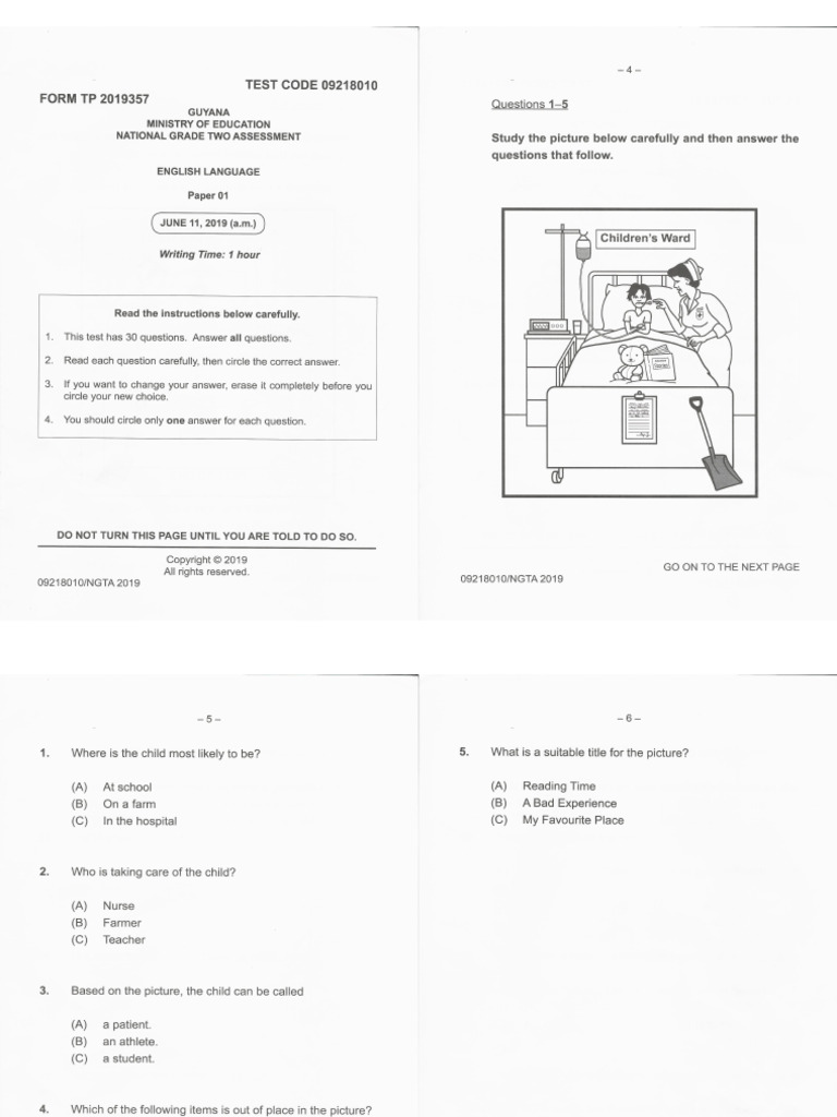 National Grade 2 Assessment - 2019 - English P1 | PDF
