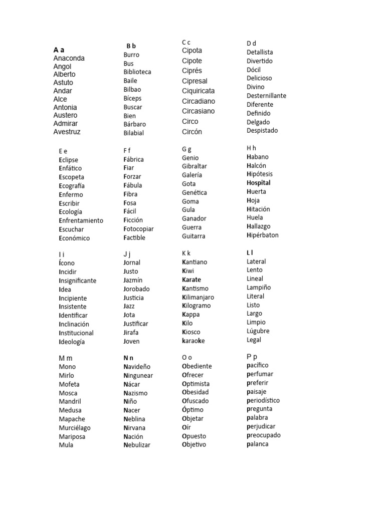 Abecedario Palabras | PDF