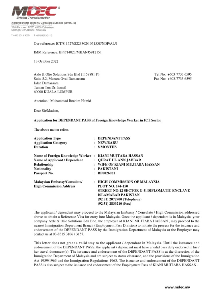 Mdec Renewel Letter | Download Free PDF | Human Migration | Cultural ...