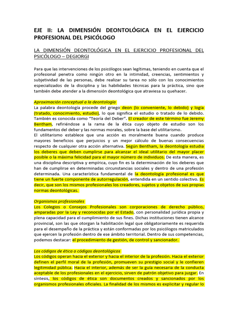 EJE II Resumen | PDF | Sicología | Utilitarismo