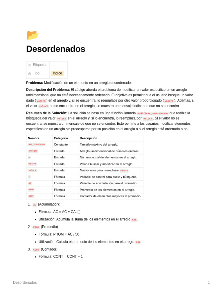 Arreglos Desordenados | PDF | Variable (Matemáticas) | Algoritmos