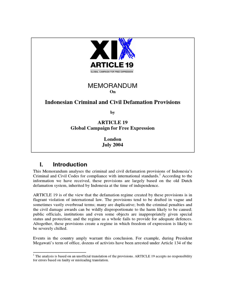 Article IX Indonesia Defamation | PDF | Defamation | Freedom Of Speech
