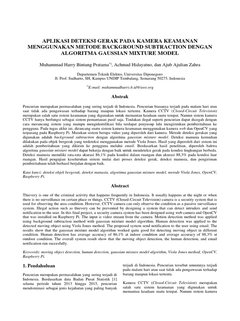 Aplikasi Deteksi Gerak Pada Kamera Keamanan Menggunakan Metode