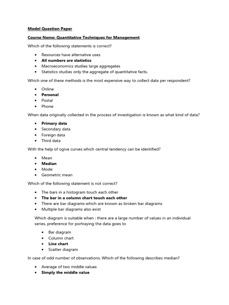 Model - Question - Paper - QTM Quantatative | PDF | Regression Analysis ...
