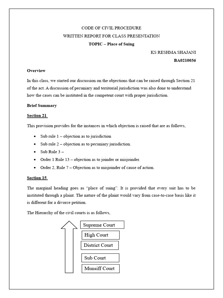 CPC Class Report | PDF | Jurisdiction | Lawsuit