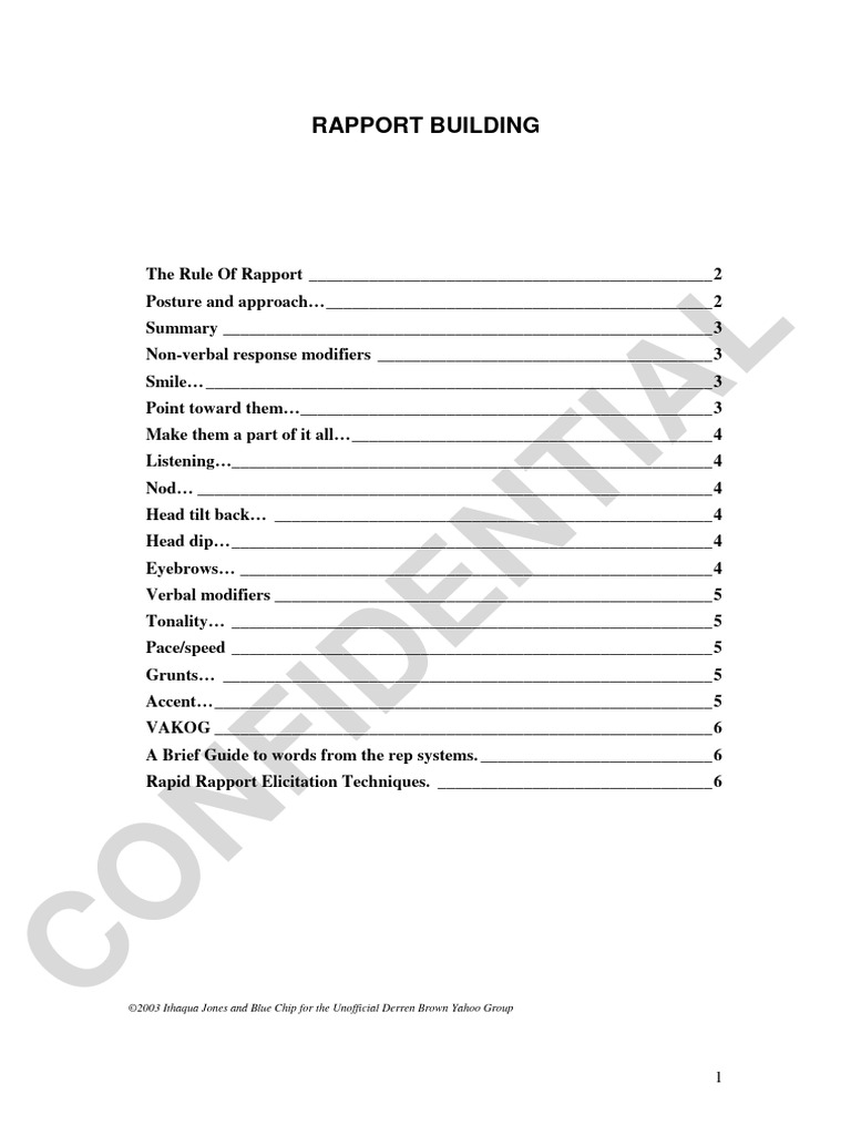 Rapport Building | PDF | Nonverbal Communication | Laughter