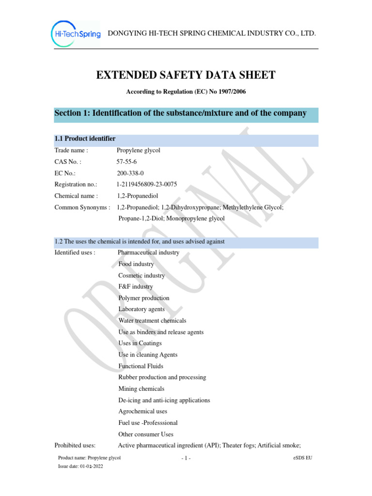Propylene Glycol Safety Data Sheet | PDF | Firefighting | Fires