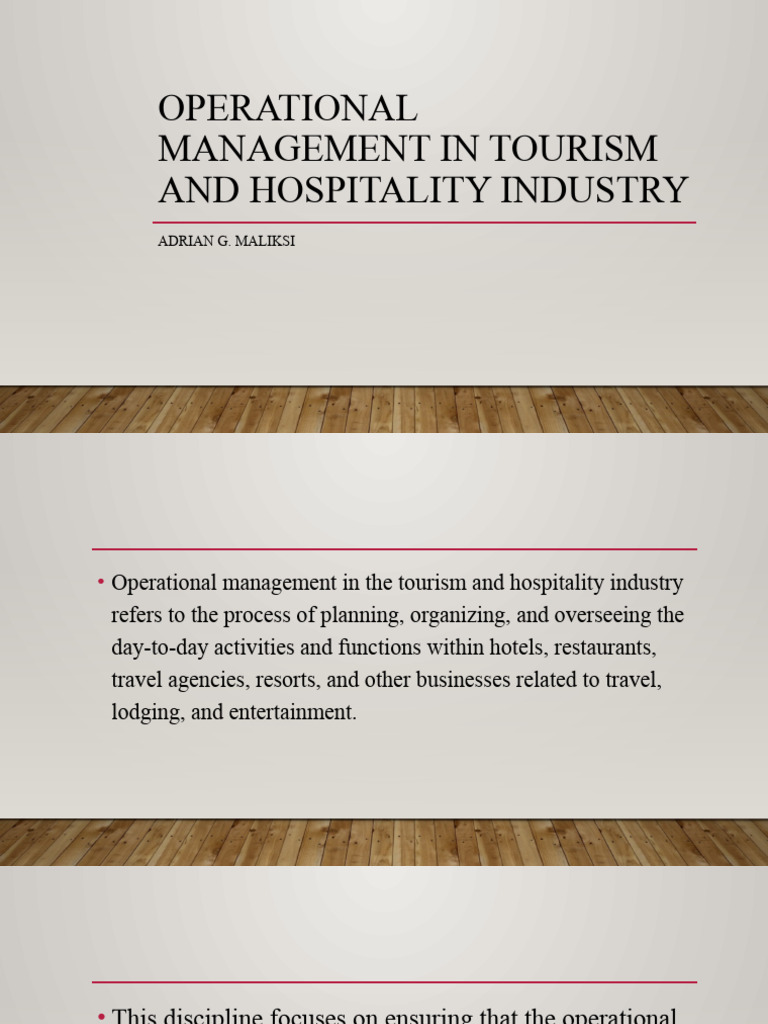 Operational Management in Tourism and Hospitality Industry | PDF ...
