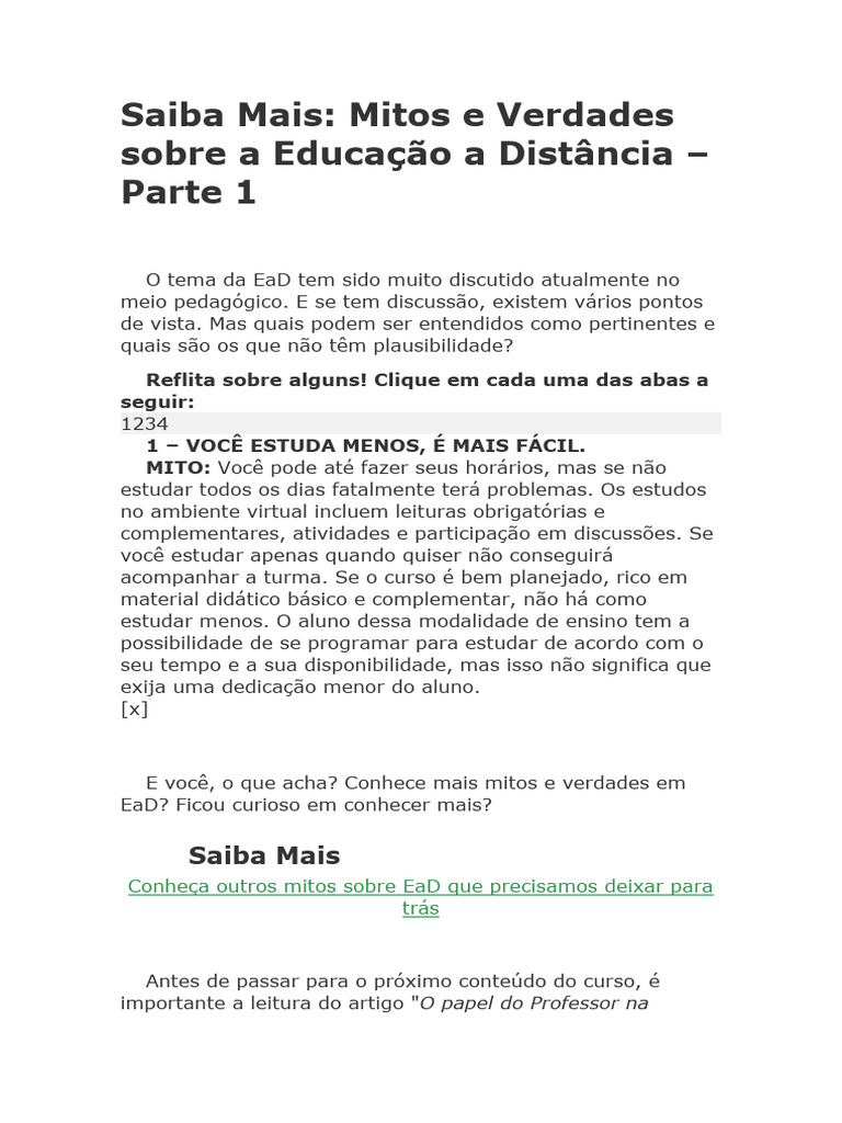 Mitos E Verdades Sobre A Educação A Distância Parte 1 Download